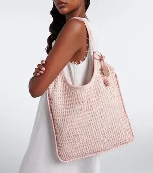 Miu Miu Ivy Crochet Raffia Tote Bag