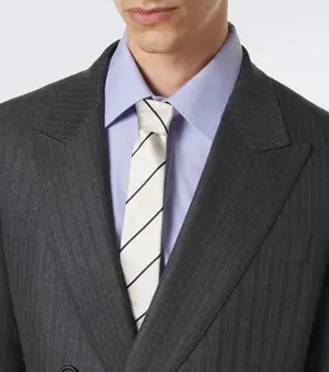 TOM FORD Striped Silk Jacquard Tie - White