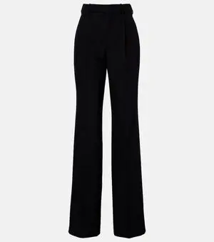 Saint Laurent Pleated Virgin Wool Straight Pants - Black