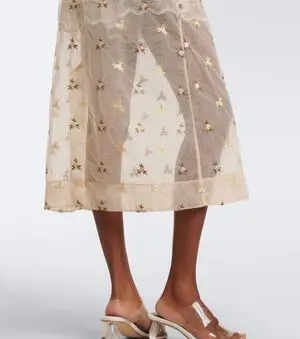 Simone Rocha Embroidered Tulle Midi Skirt