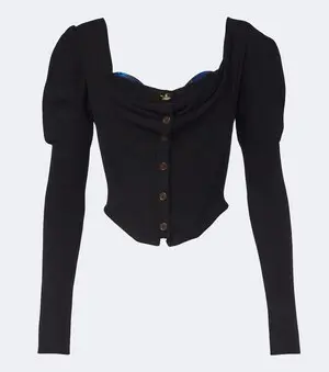 VIVIENNE WESTWOOD Bea Knitted Cotton And Cashmere Cardigan - Black