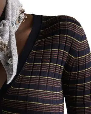 Prada Striped Cashmere And Silk Cardigan