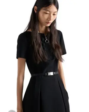 Prada Embroidered Natté Fabric Dress