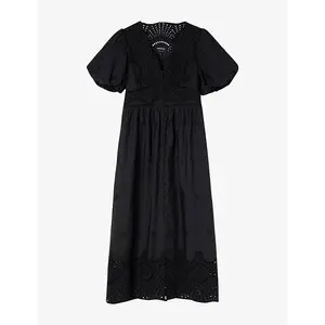 Whistles Broderie V-neck Cotton Midi Dress