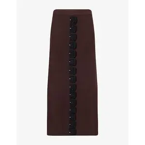 ZANKOV Charlise Buckle-embellished Wool Midi Skirt - Chocolate