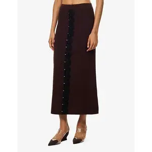 ZANKOV Wool Midi Skirt With Buckle Embellishment