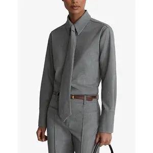 REISS Rosaria Neck-tie Stretch-woven Shirt