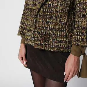 Saint Laurent Single-breasted Khaki Grey Tweed Jacket