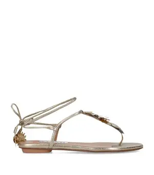 AQUAZZURA Leather Night Stars Sandals - Silver