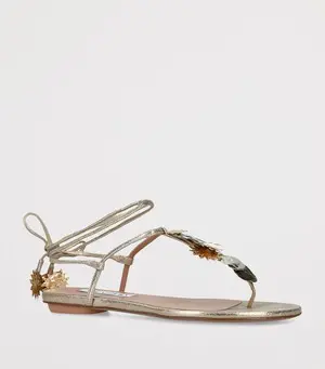 AQUAZZURA Metallic Leather Night Stars Sandals