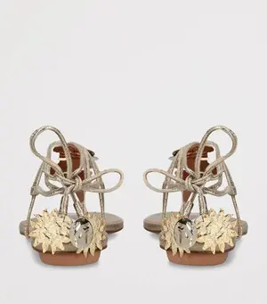 AQUAZZURA Metallic Leather Night Stars Sandals
