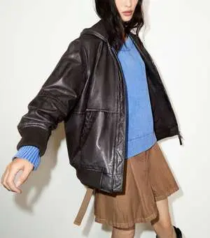 Max & Co. Leather Bomber Jacket