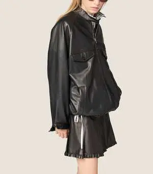 Miu Miu Nappa Leather Pleated Mini Skirt