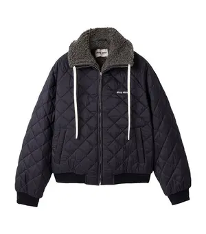 Miu Miu Down Technical Ponge Quilted Jacket - Blue