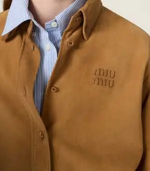 Miu Miu Waxed Suede Cropped Shirt