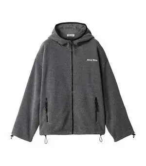 Miu Miu Fleece Zip-up Hooded Jacket