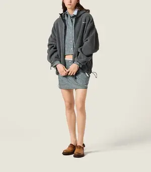 Miu Miu Fleece Zip-up Hooded Jacket