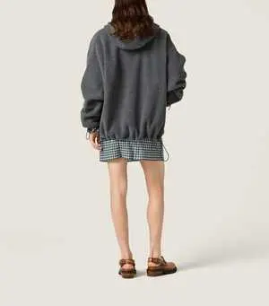 Miu Miu Fleece Zip-up Hooded Jacket