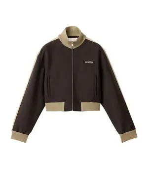 Miu Miu Mohair And Virgin Wool Cropped Blouson Jacket - Brown