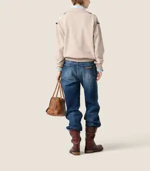 Miu Miu Cashmere Argyle Polo Sweater