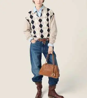 Miu Miu Cashmere Argyle Polo Sweater