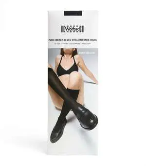 Wolford Pure Energy 30 Leg Vitalizer Knee-high Tights - Black