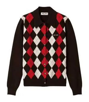 Miu Miu Cashmere Collared Cardigan - Brown
