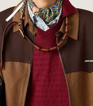 Miu Miu Cotton Gingham Print Blouson Jacket