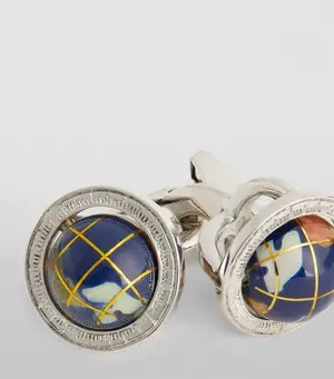 Tateossian Sterling And Lapis Lazuli Globe Cufflinks