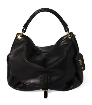 Miu Miu Leather Rendez-vous Shoulder Bag - Black