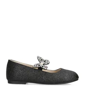 BABYWALKER Sparkle Butterfly Ballet Flats - Black