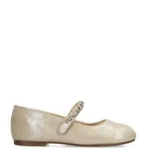BABYWALKER Leather Crystal-strap Ballet Flats - Gold