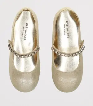 BABYWALKER Leather Crystal-strap Ballet Flats