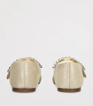 BABYWALKER Leather Crystal-strap Ballet Flats