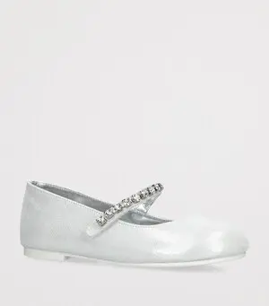 BABYWALKER Leather Crystal-strap Ballet Flats