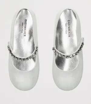 BABYWALKER Leather Crystal-strap Ballet Flats