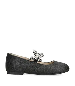 BABYWALKER Sparkle Butterfly Ballet Flats - Black