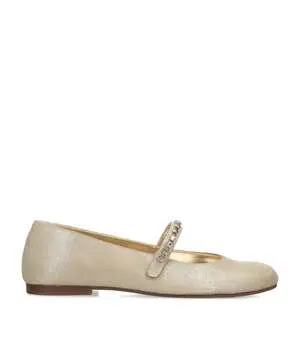 BABYWALKER Leather Crystal-strap Ballet Flats - Gold