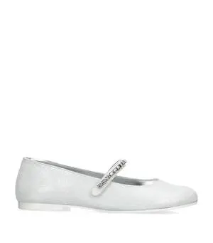 BABYWALKER Leather Crystal-strap Ballet Flats - Silver