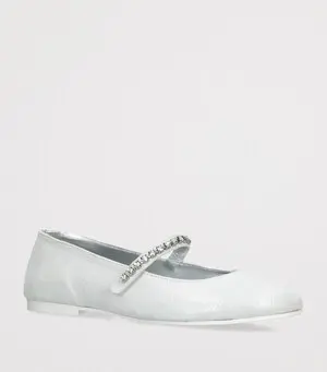 BABYWALKER Leather Crystal-strap Ballet Flats
