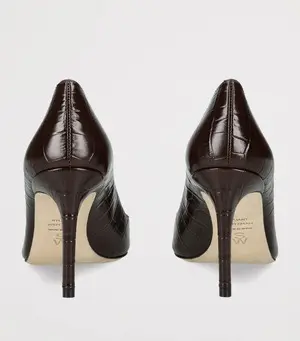 STUART WEITZMAN Croc-embossed Leather Power Pumps 85