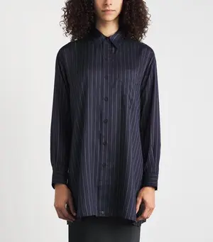 Lafayette 148 New York Silk-blend Pinstripe Shirt