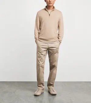 Bogner Virgin Wool Quarter-zip Sweater - Beige
