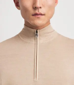 Bogner Virgin Wool Quarter-zip Sweater - Beige