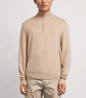 Bogner Virgin Wool Quarter-zip Sweater - Beige