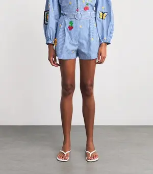Camilla Cotton Appliquéd Shorts