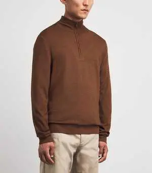 Bogner Virgin Wool Quarter-zip Sweater - Brown
