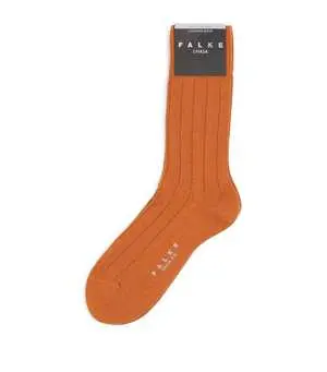 Falke Wool-cashmere Blend Lhasa Ribbed Socks - Orange