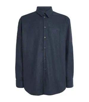 Johnstons Of Elgin Wool-cashmere Overshirt - Navy