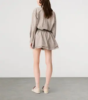 Maje Cotton Check Mini Shirt Dress
